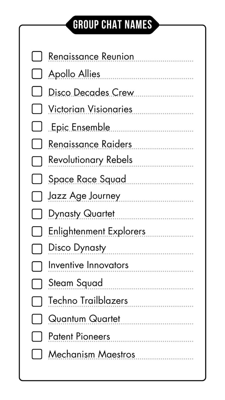 Printable Group Chat Names Lists [With PDF] - Printables Hub