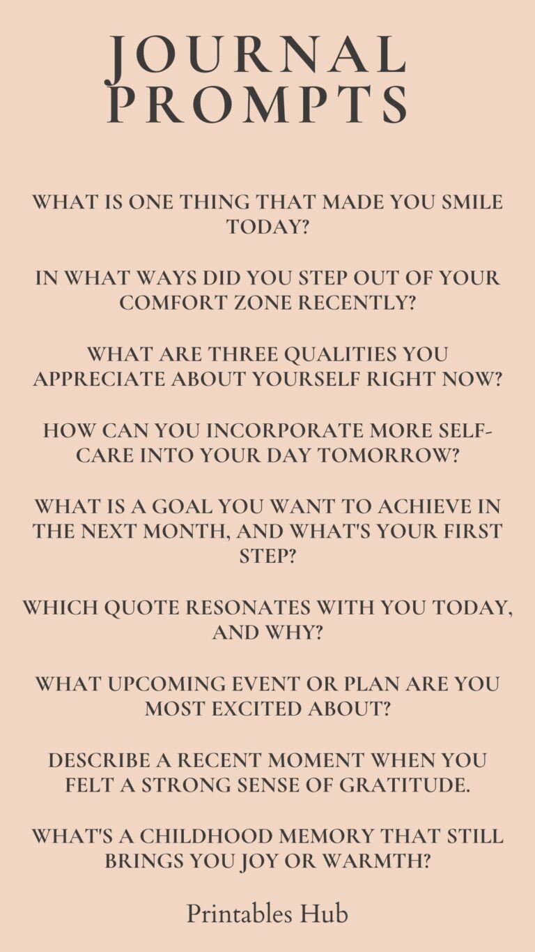 Printables Lists Of Daily Journal Prompts - Printables Hub