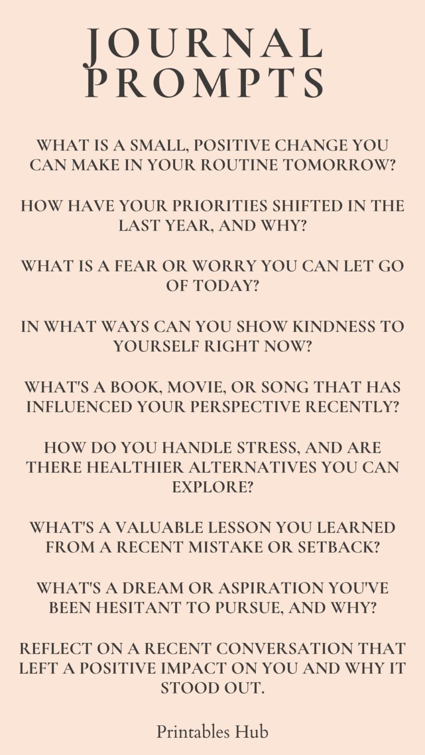 Printables Lists Of Daily Journal Prompts - Printables Hub