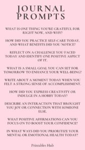 Printables Lists Of Daily Journal Prompts - Printables Hub