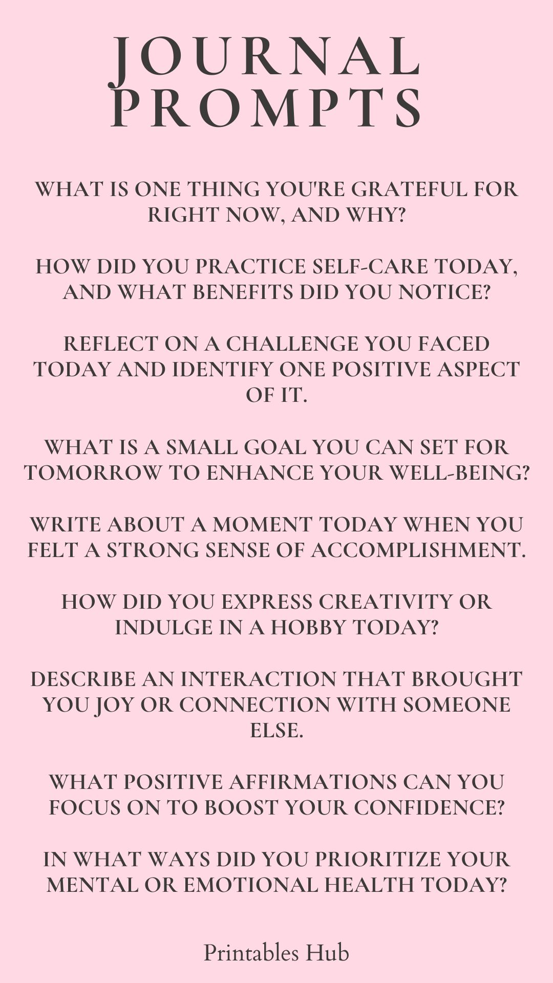 Printables Lists Of Daily Journal Prompts - Printables Hub