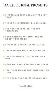 Printables Lists Of Daily Journal Prompts - Printables Hub