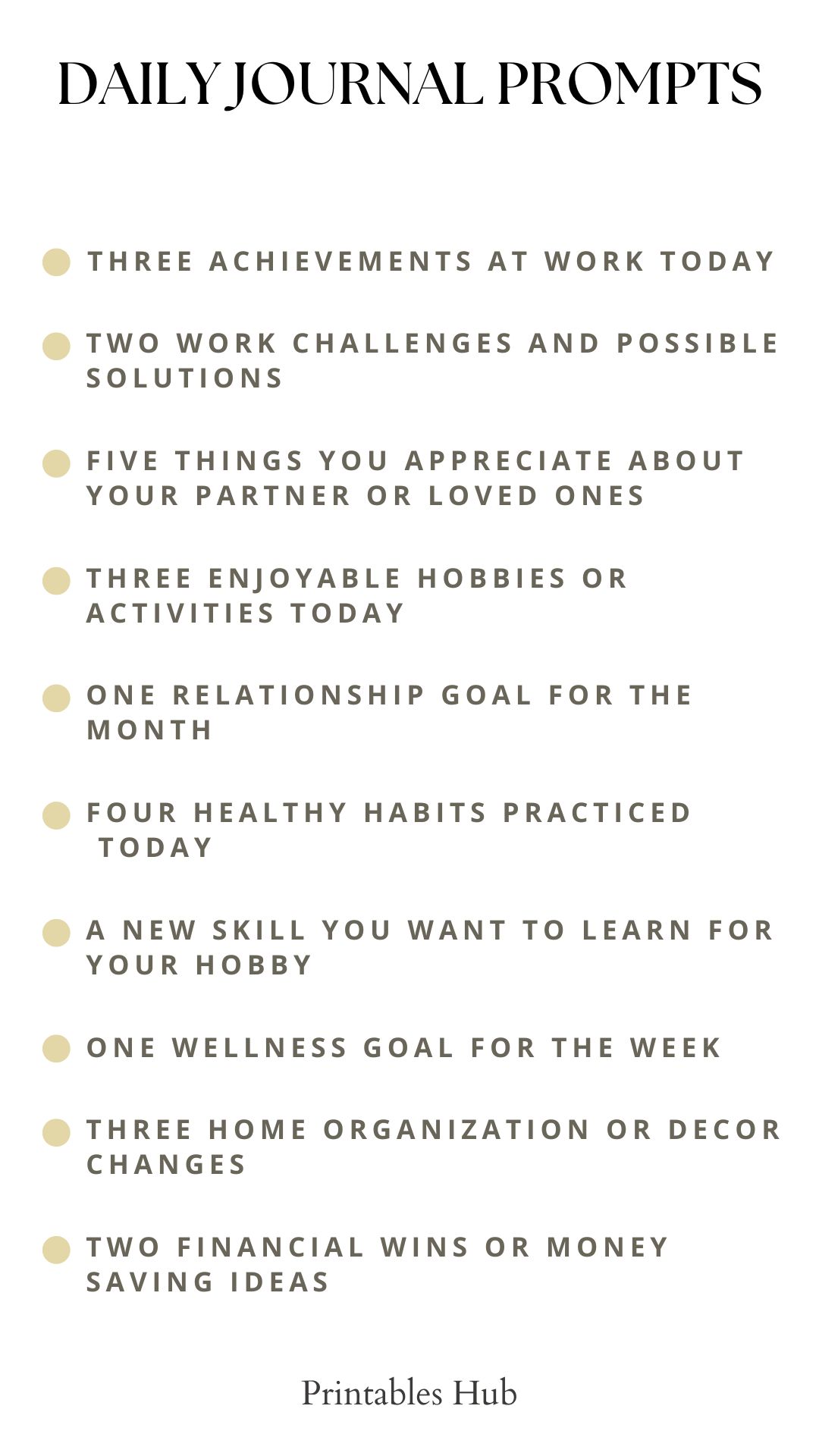 Printables Lists Of Daily Journal Prompts - Printables Hub