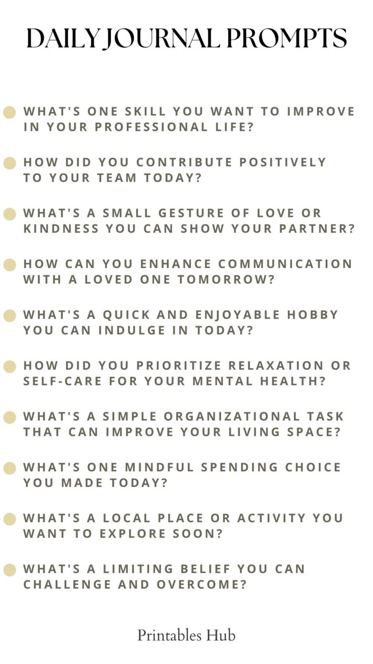 Printables Lists Of Daily Journal Prompts - Printables Hub