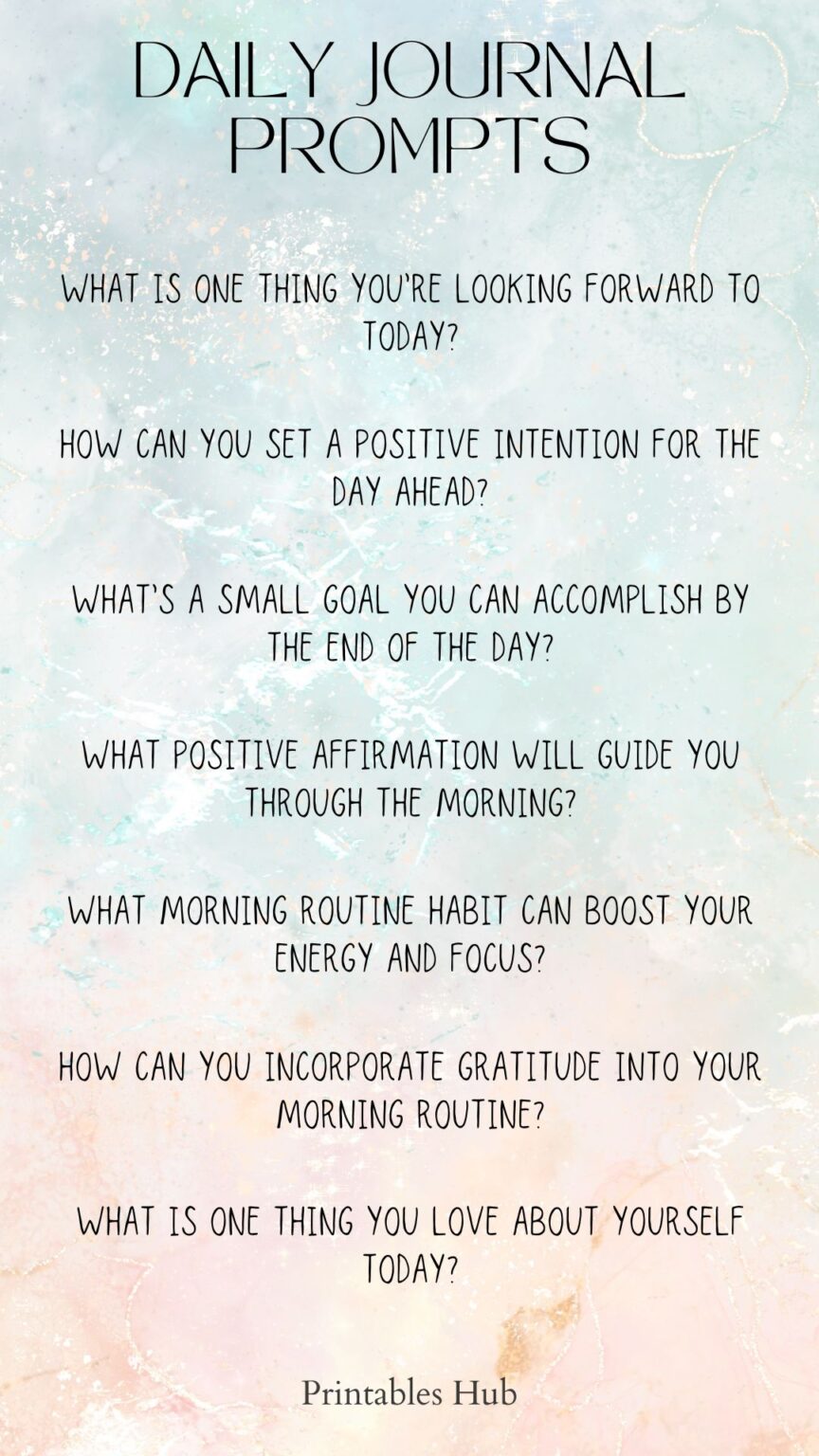 Printables Lists Of Daily Journal Prompts - Printables Hub