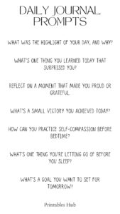 Printables Lists Of Daily Journal Prompts - Printables Hub