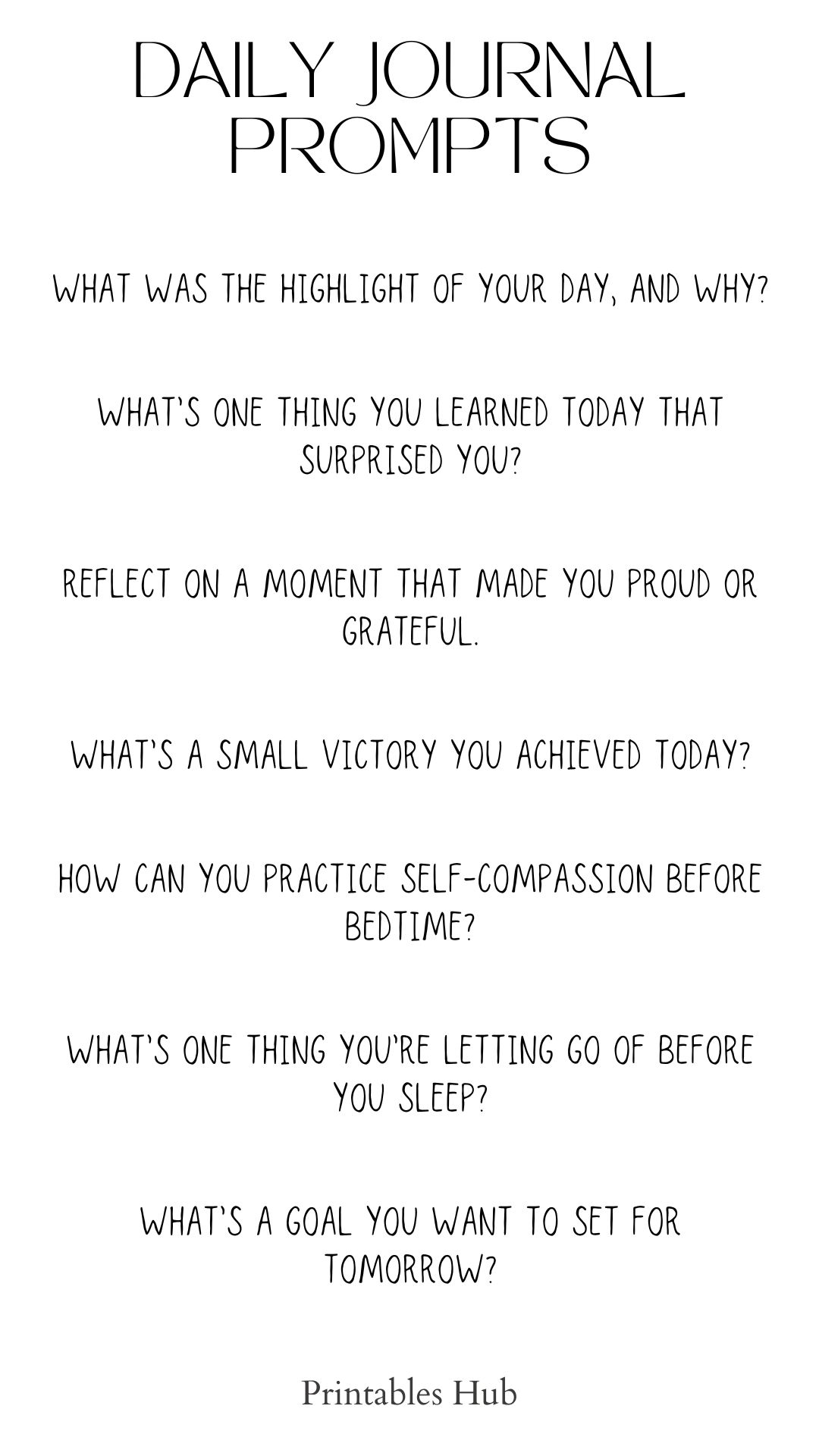 Printables Lists Of Daily Journal Prompts - Printables Hub