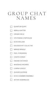 Printable Group Chat Names Lists [With PDF] - Printables Hub