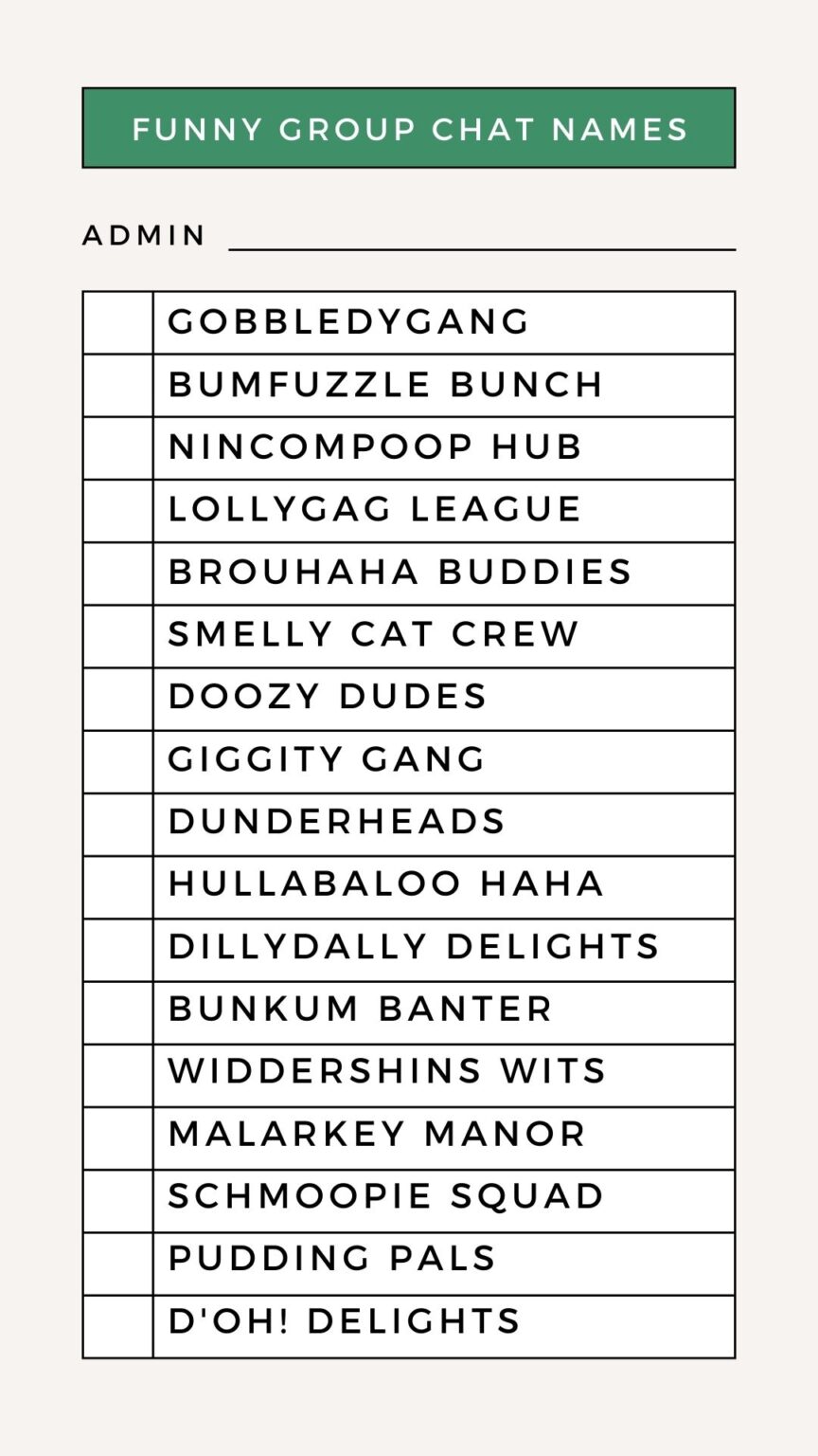 Printable Group Chat Names Lists [With PDF] - Printables Hub
