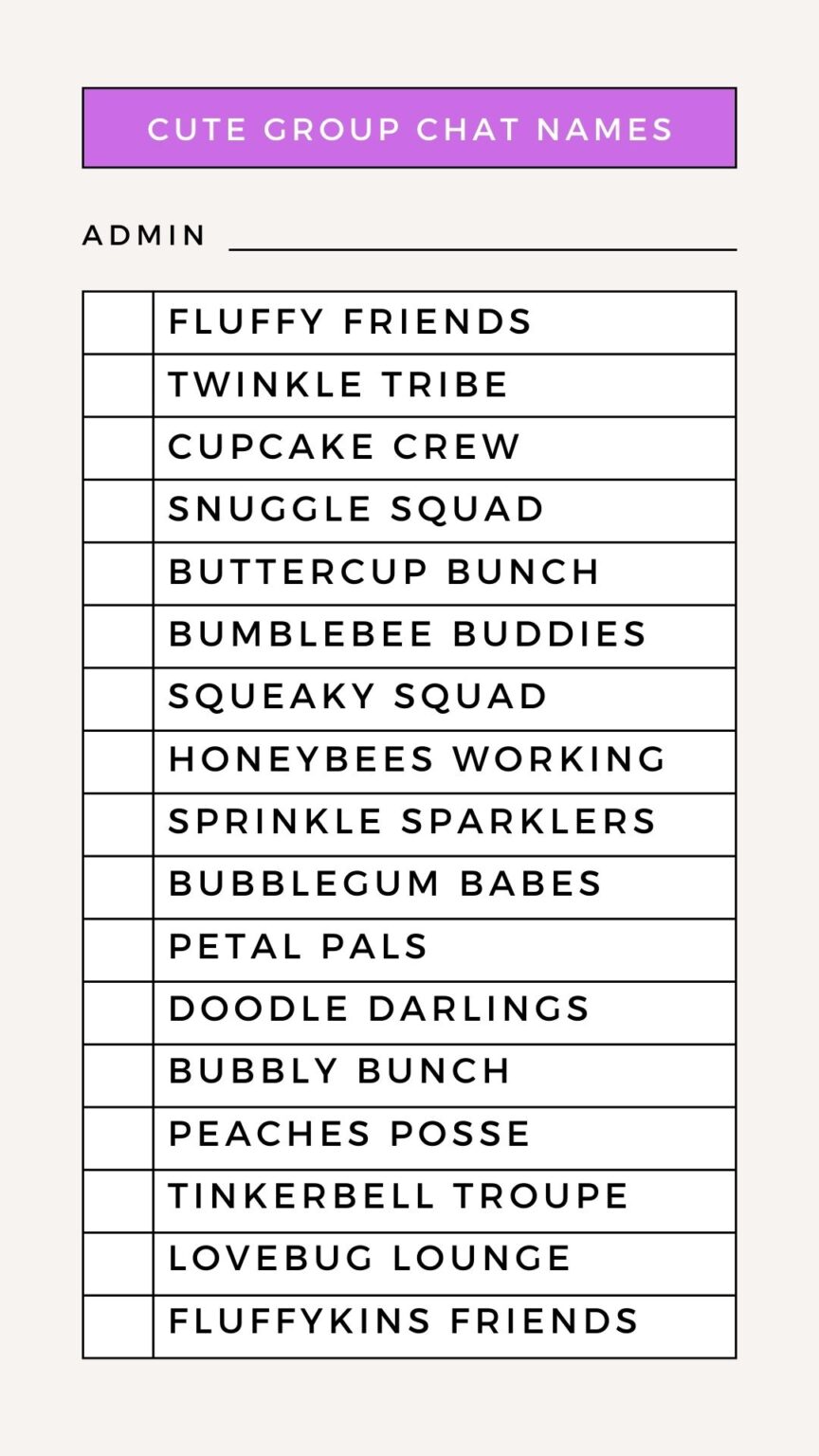 Printable Group Chat Names Lists [With PDF] - Printables Hub