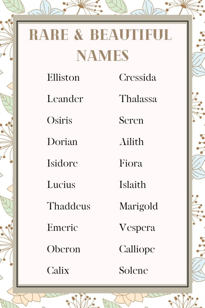 Printable List Of Rare and Beautiful Names - Printables Hub