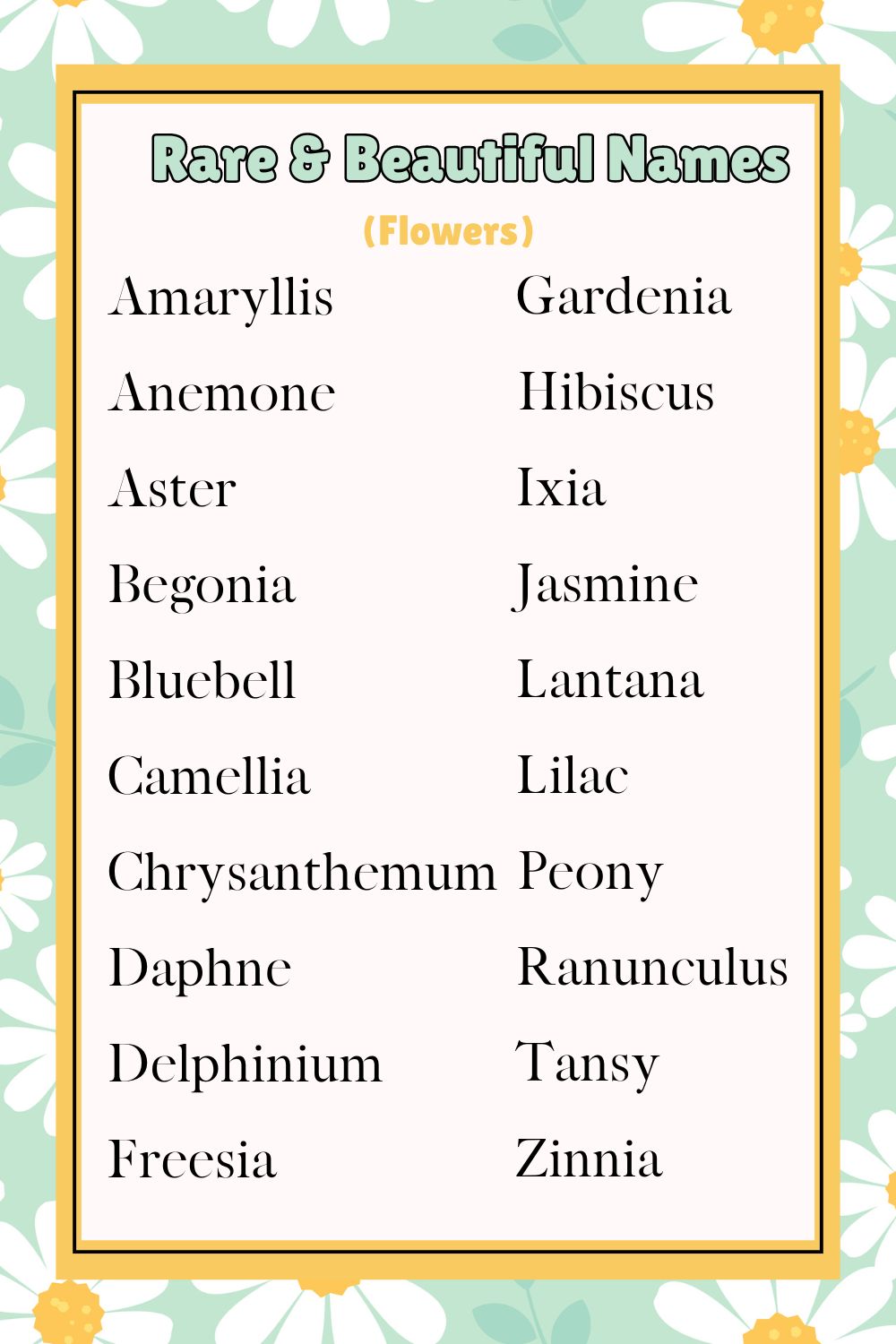 Printable List Of Rare and Beautiful Names - Printables Hub
