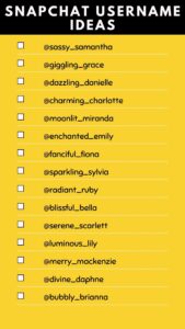 Printable List Of Snapchat Username Ideas - Printables Hub