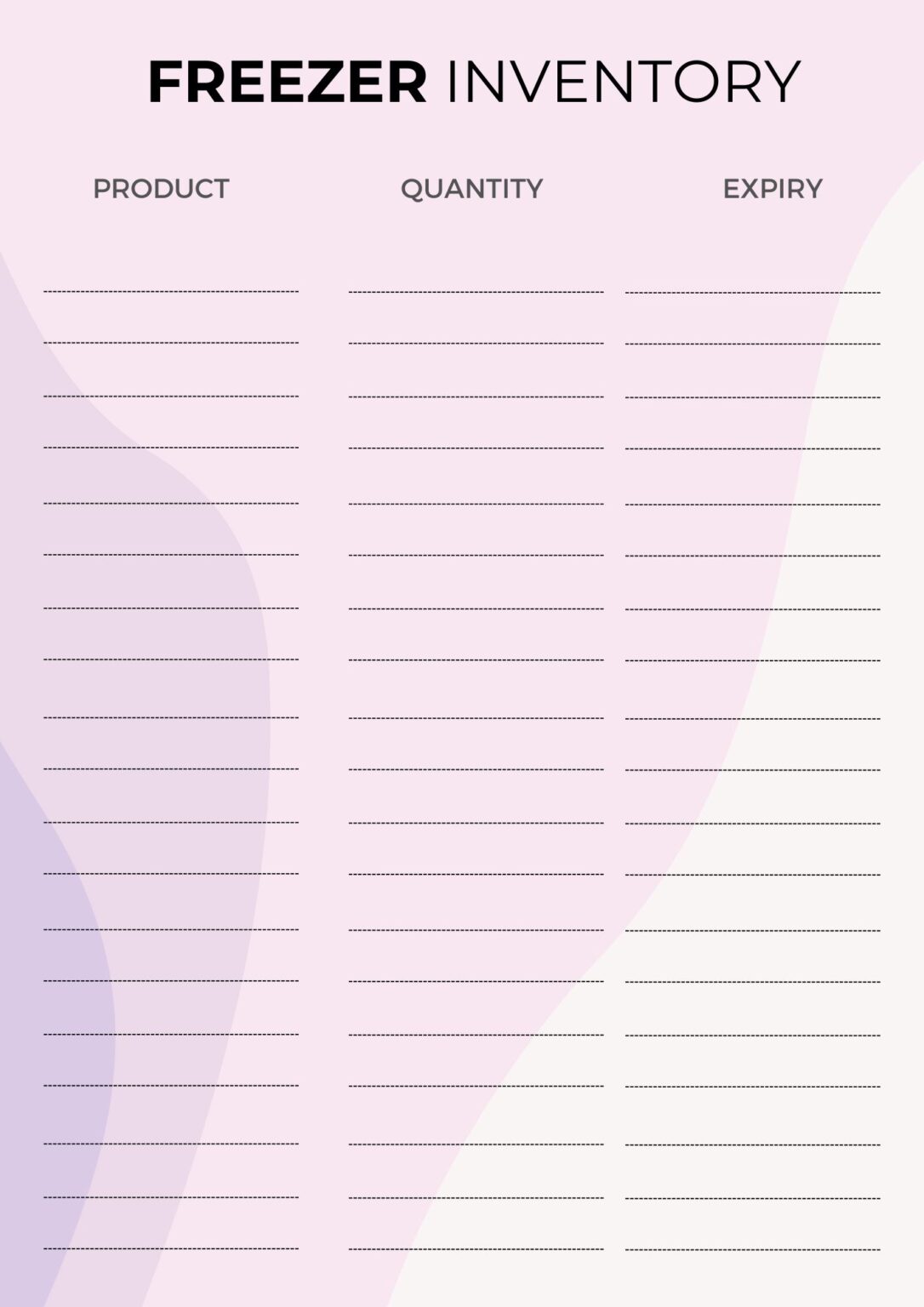 Printable Food Inventory {Refrigerator, Pantry, Freezer} Templates With ...