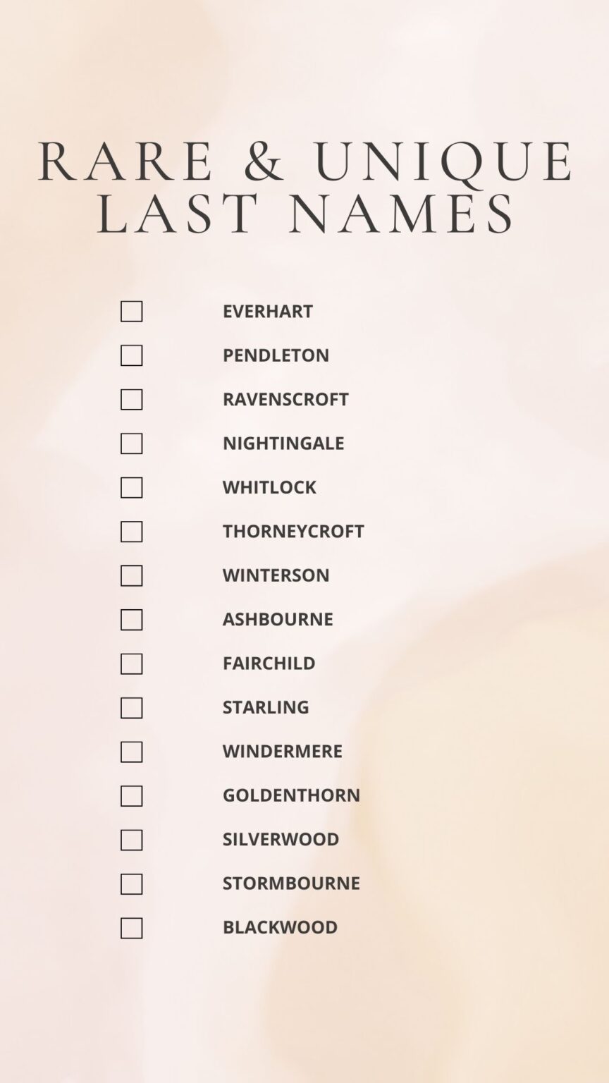 Printable List Of Unique Last Names [PDF Included] - Printables Hub