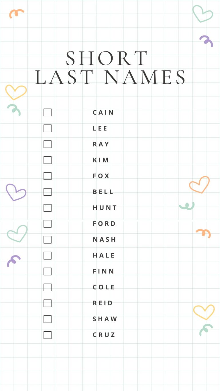 Printable List Of Unique Last Names [PDF Included] - Printables Hub