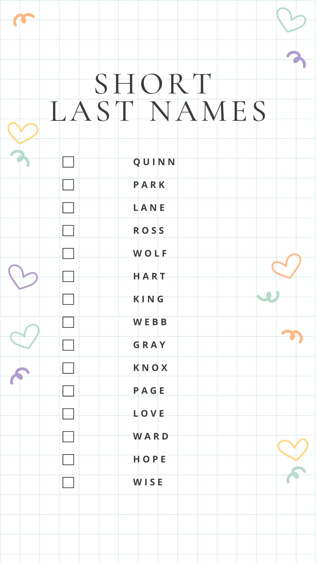 Printable List Of Unique Last Names [PDF Included] - Printables Hub