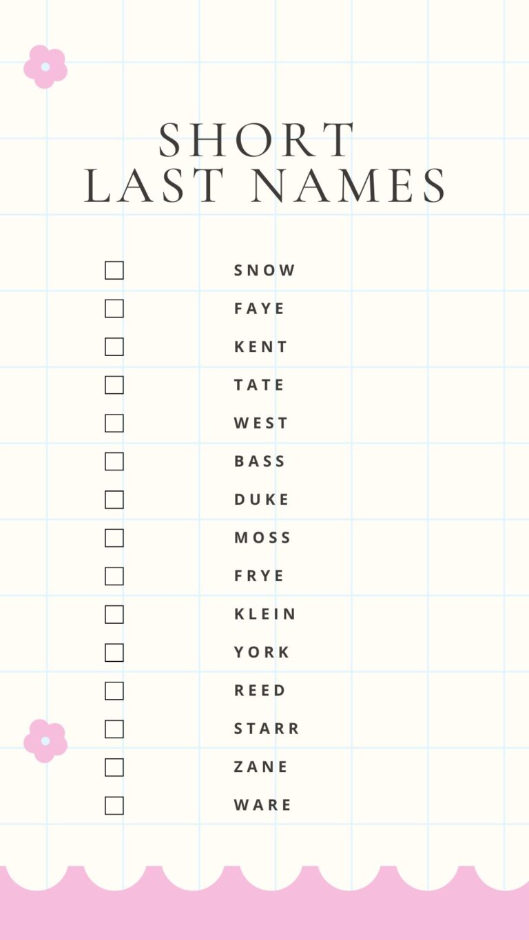 Printable List Of Unique Last Names [PDF Included] - Printables Hub