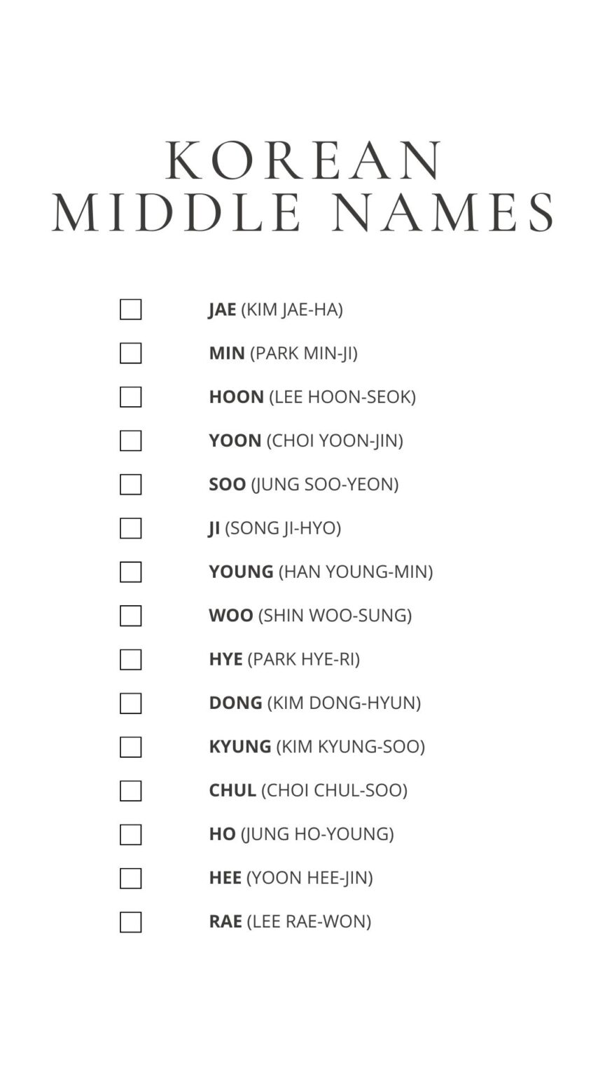 Printable List Of Unique Middle Names [PDF Included] - Printables Hub