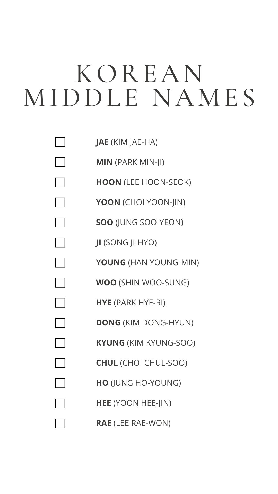 Printable List Of Unique Middle Names [PDF Included] - Printables Hub