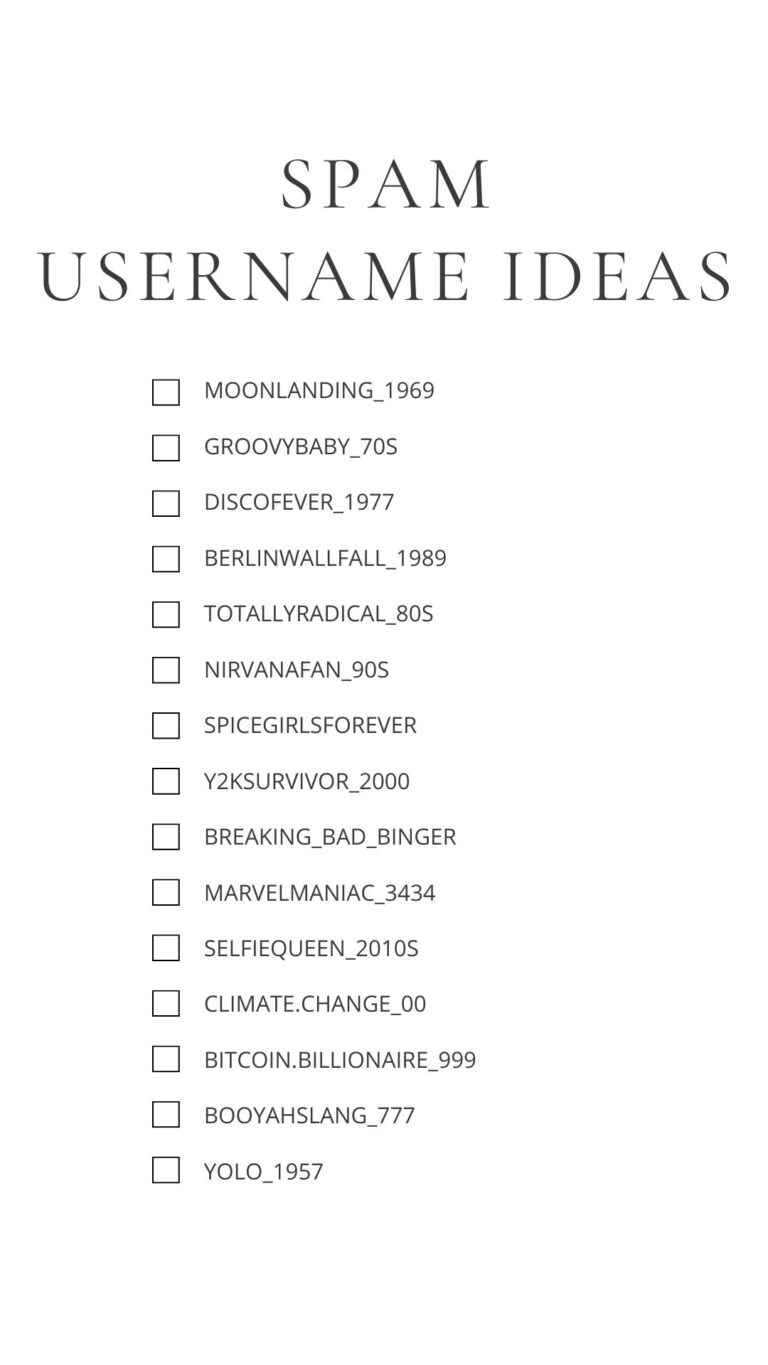 Printable List Of SPAM Username Ideas [PDF Included] - Printables Hub