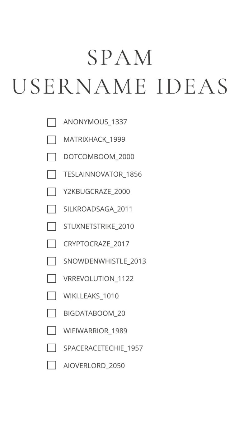 Printable List Of SPAM Username Ideas [PDF Included] - Printables Hub