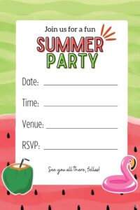 Printable Blank Summer Party Invitation Templates [PDF Included ...