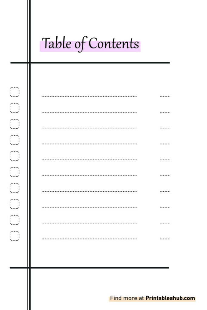 Free Printable Blank Table Of Contents Templates [PDF Included ...