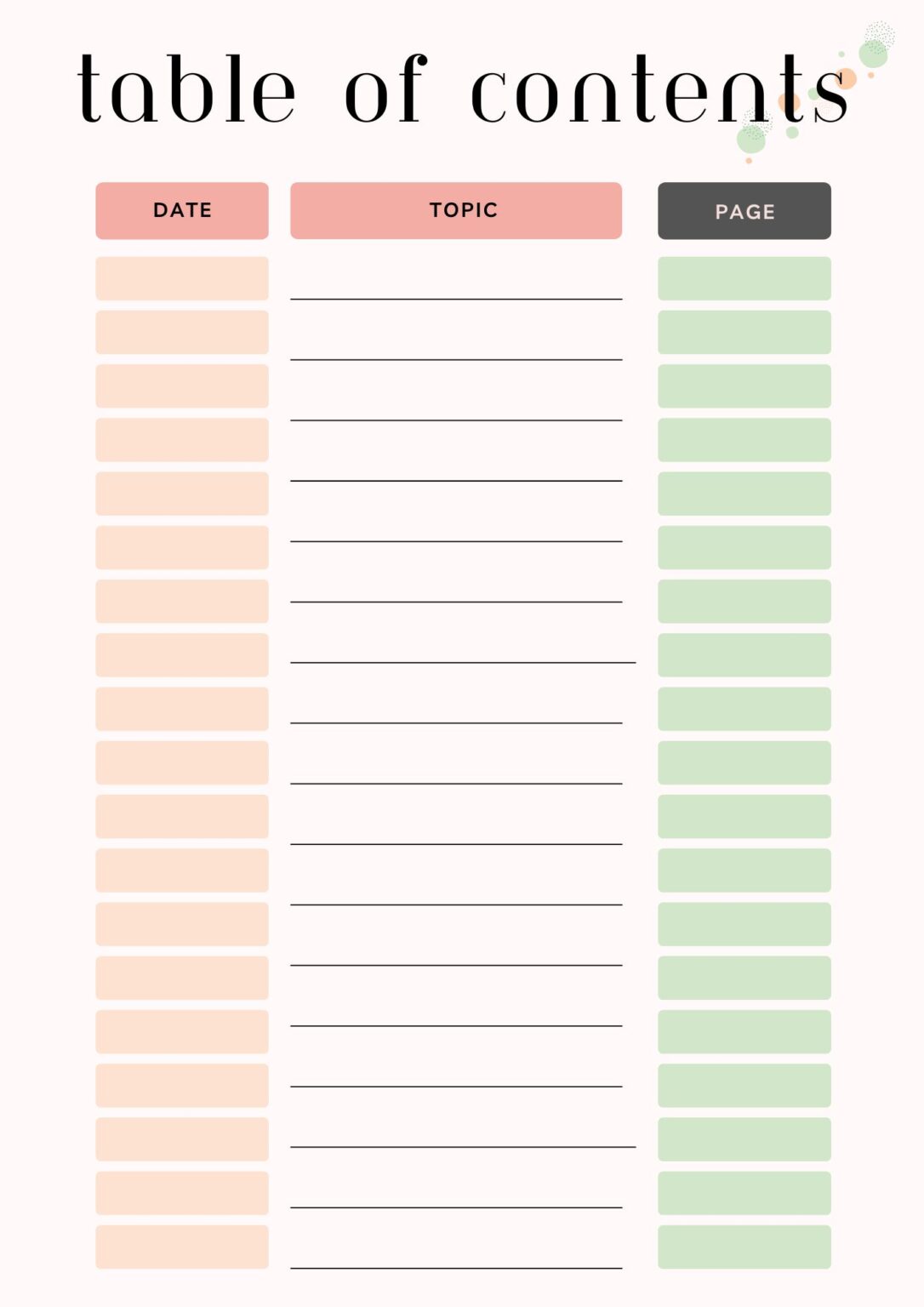 Free Printable Blank Table Of Contents Templates [PDF Included ...