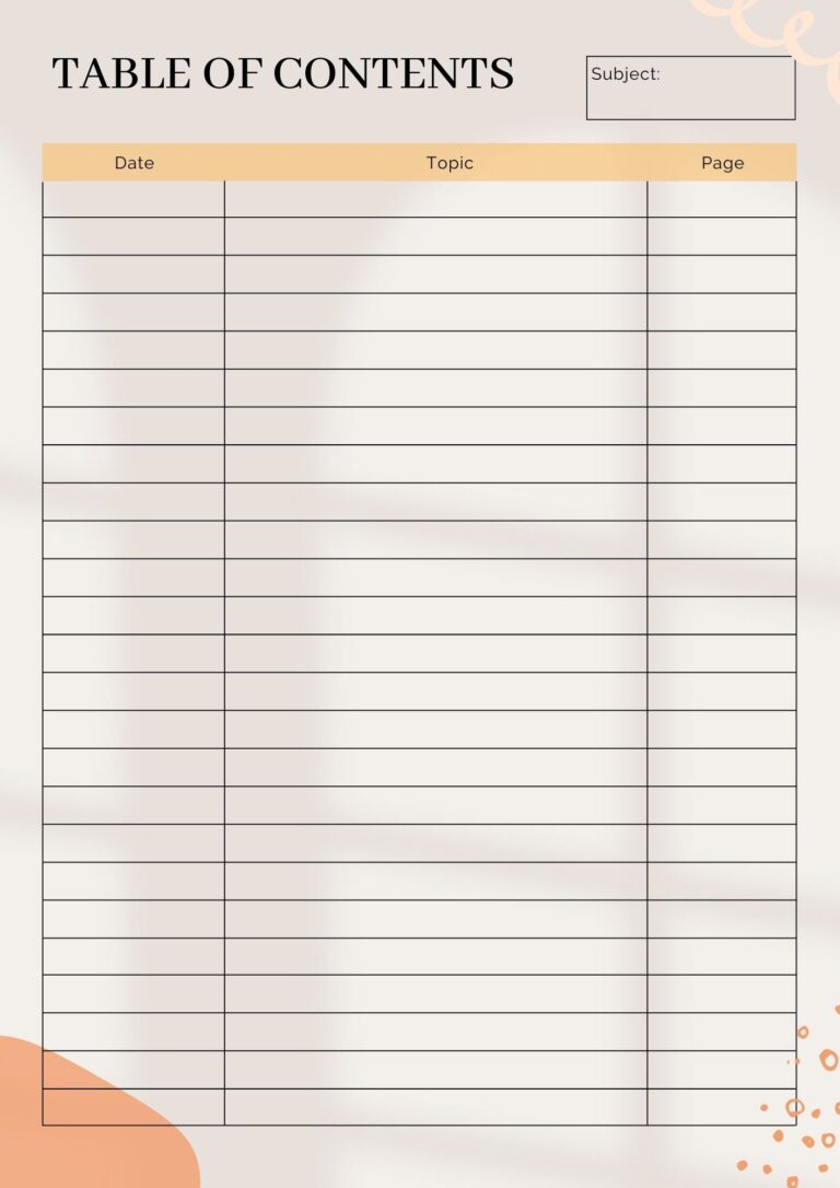 Free Printable Blank Table Of Contents Templates [PDF Included ...