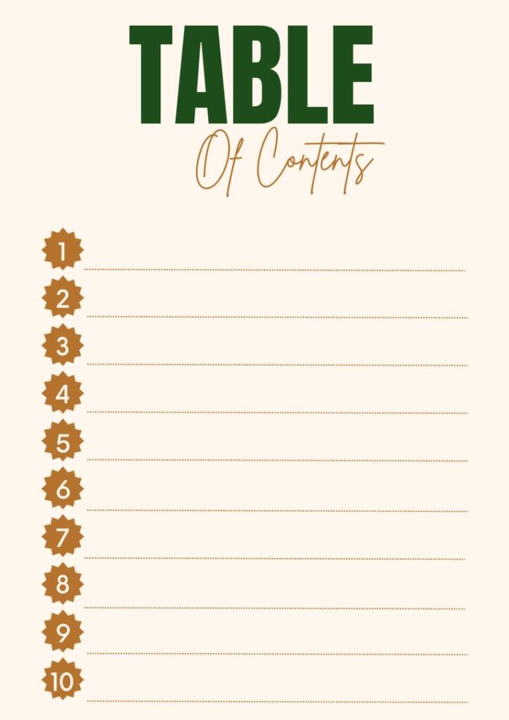Free Printable Blank Table Of Contents Templates [PDF Included ...