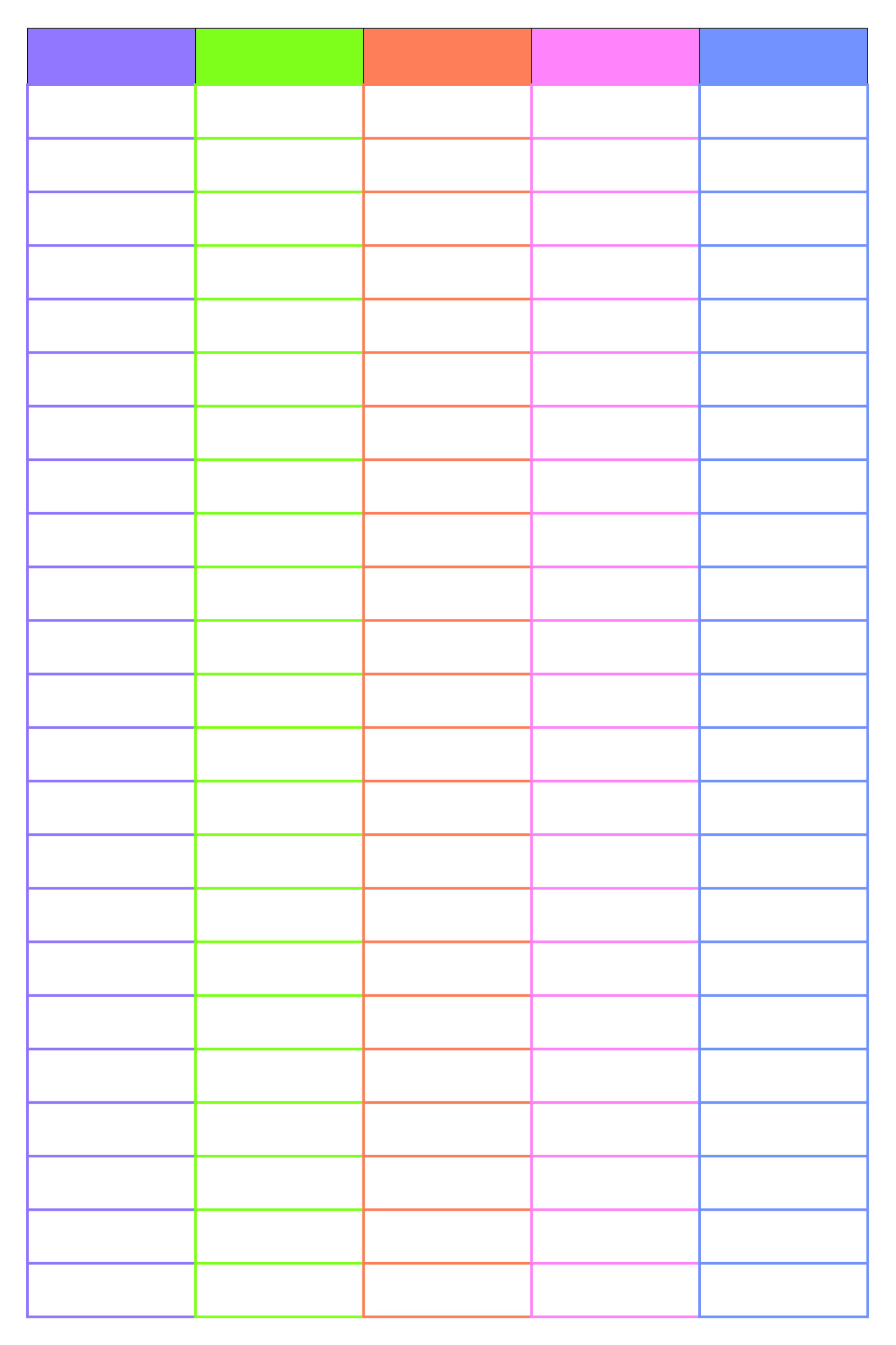 Free Printable 5 Column Charts [PDF] Template - Printables Hub