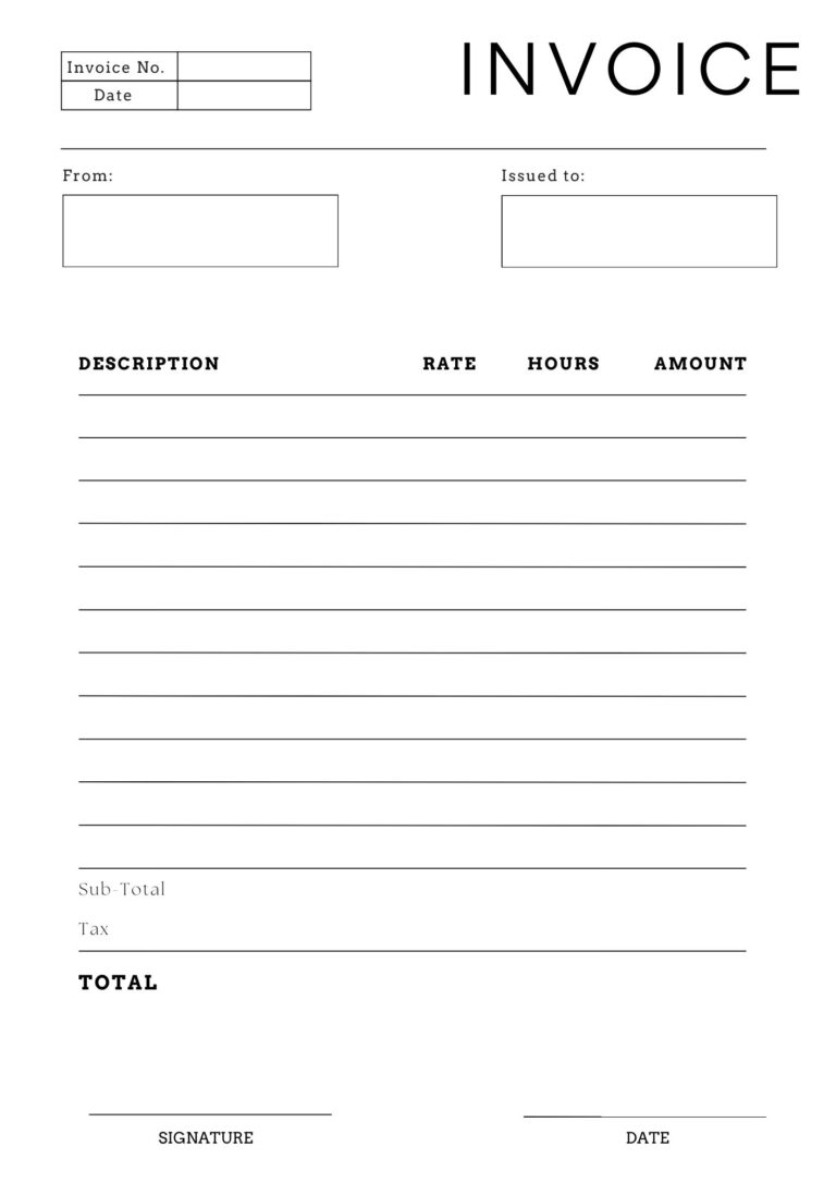 Free Printable Blank Invoice Templates [PDF Included] - Printables Hub