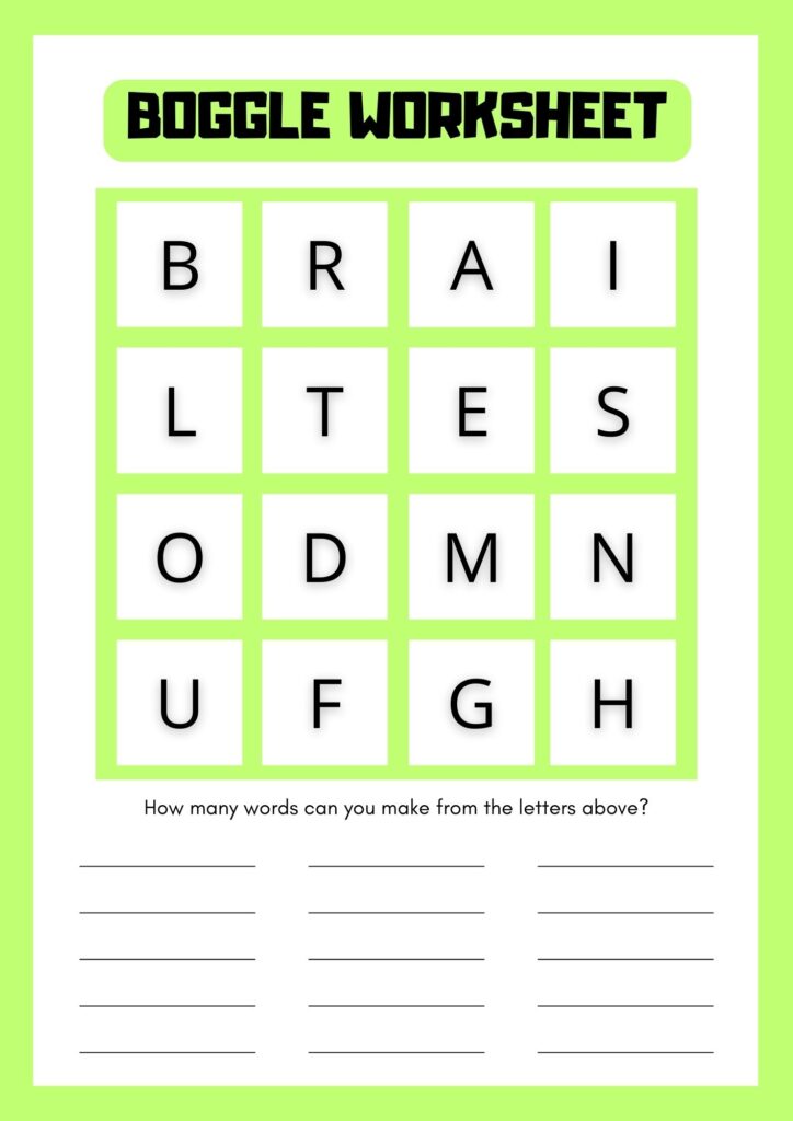 Free Printable Boggle Worksheets [PDF] - Printables Hub