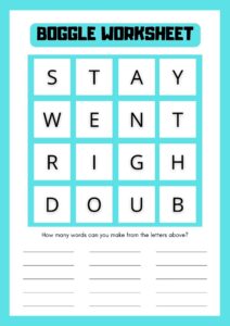 Free Printable Boggle Worksheets [PDF] - Printables Hub