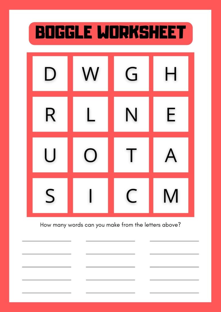 Free Printable Boggle Worksheets [PDF] - Printables Hub
