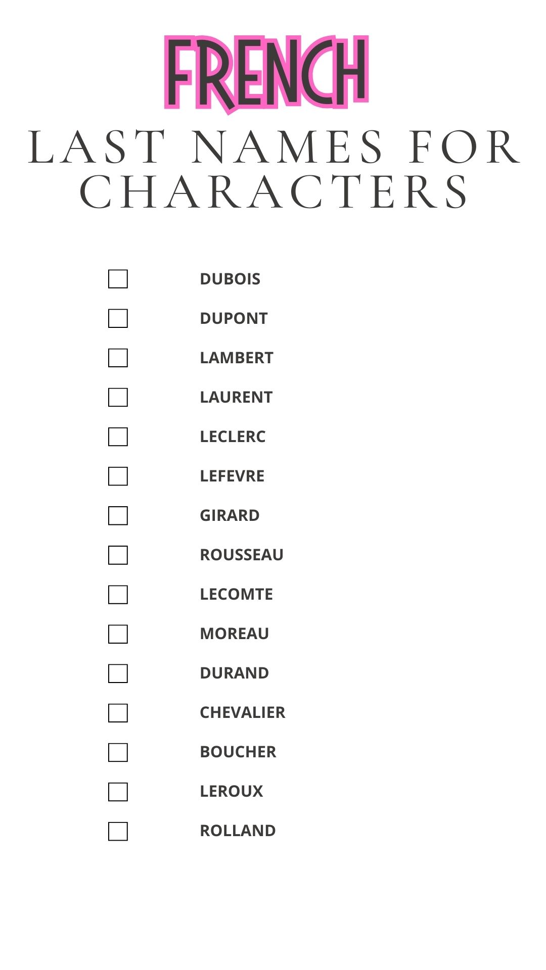 Printable List of Last Names For Characters - Printables Hub