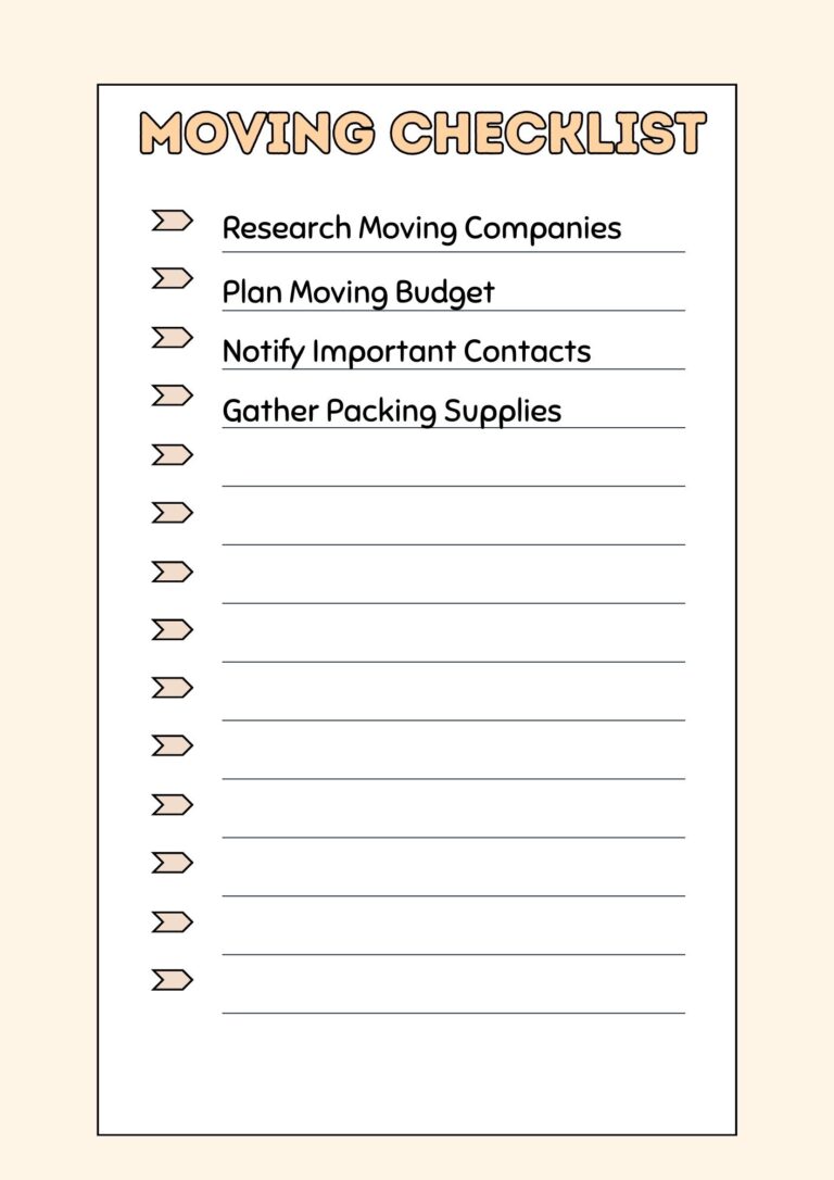 Free Printable Moving Checklists [Blank Templates Also Included ...