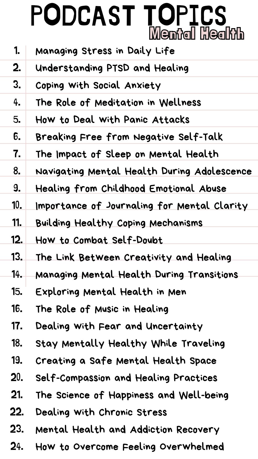 Printable List Of Podcast Topic Ideas - Printables Hub