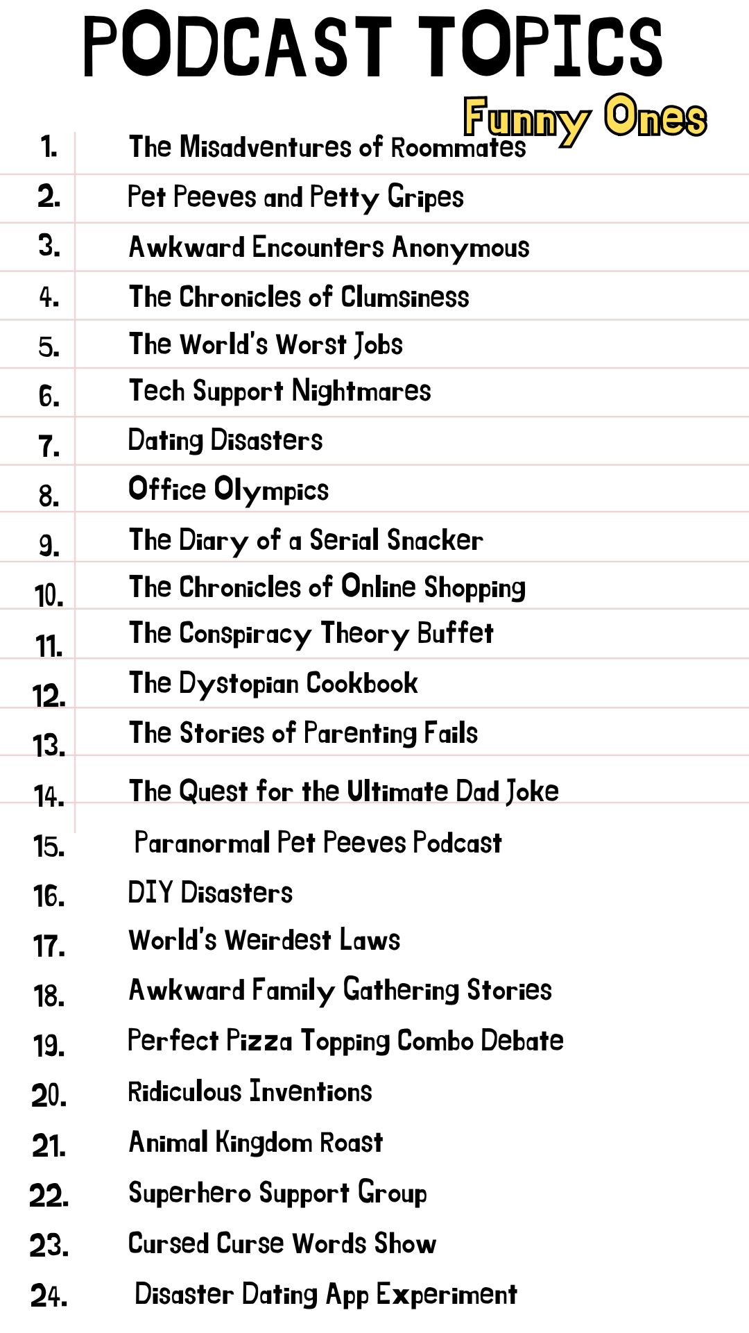 Printable List Of Podcast Topic Ideas - Printables Hub
