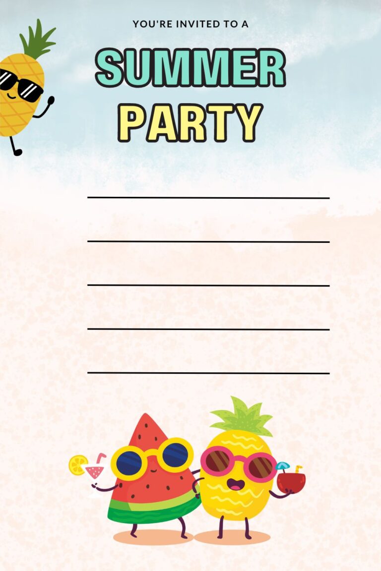 Printable Blank Summer Party Invitation Templates [PDF Included ...