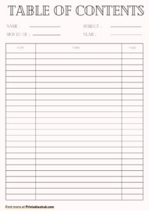 Free Printable Blank Table Of Contents Templates [PDF Included ...