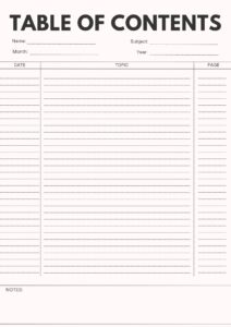 Free Printable Blank Table Of Contents Templates [PDF Included ...