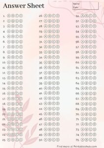 Free Printable Blank Answer Sheet Templates [1-10, 1-20, 1-30, 1-40, 1 ...