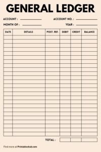 Free Printable Blank Ledger Sheets [PDF Included] - Printables Hub