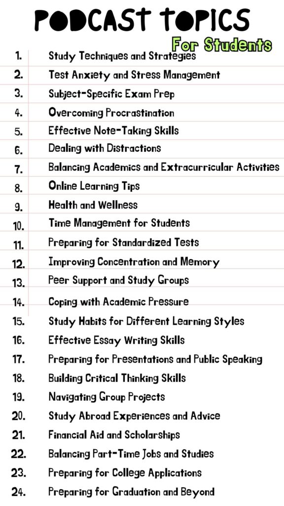 Printable List Of Podcast Topic Ideas - Printables Hub