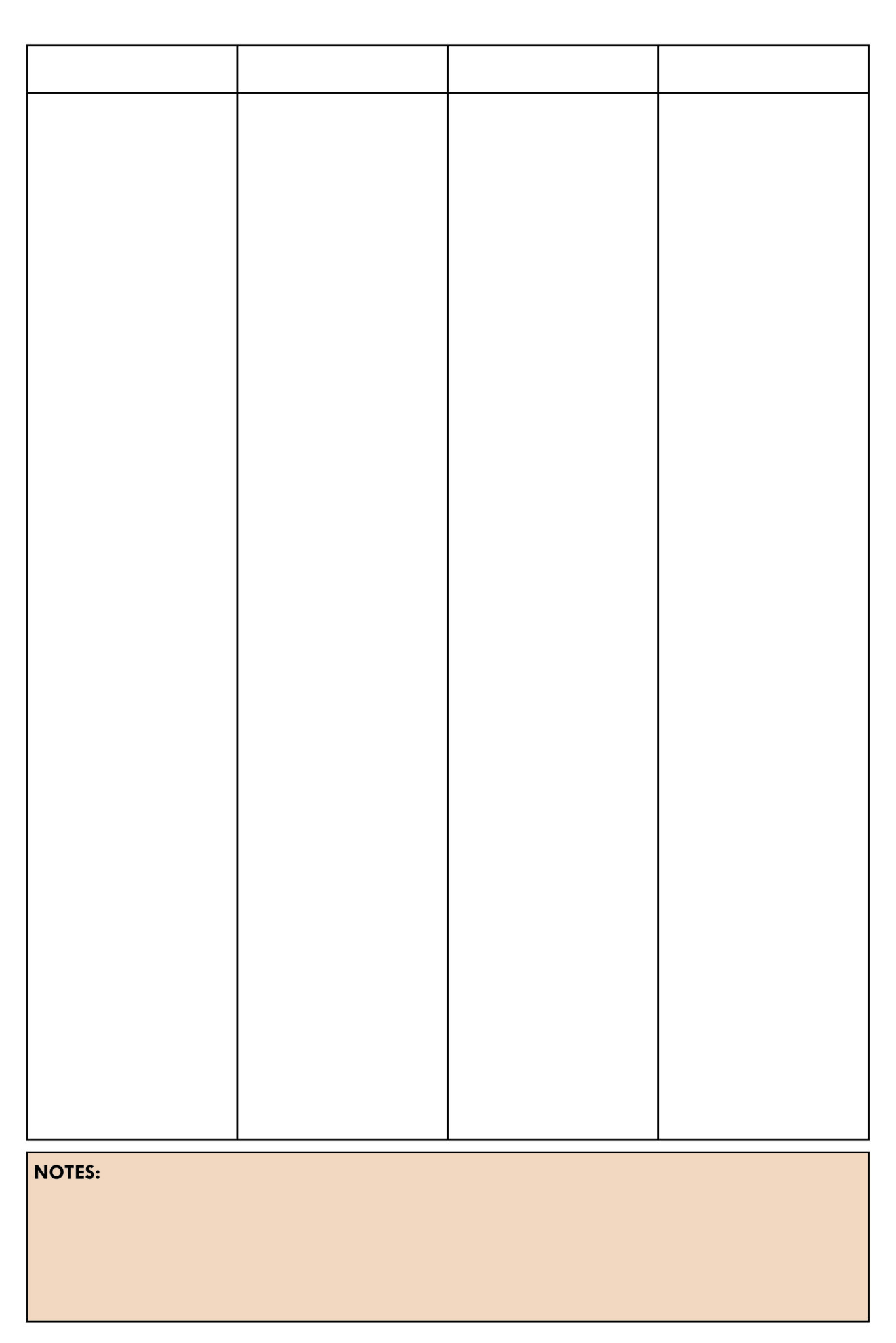 Printable Blank 4 Column Chart Templates [PDF Included] - Printables Hub