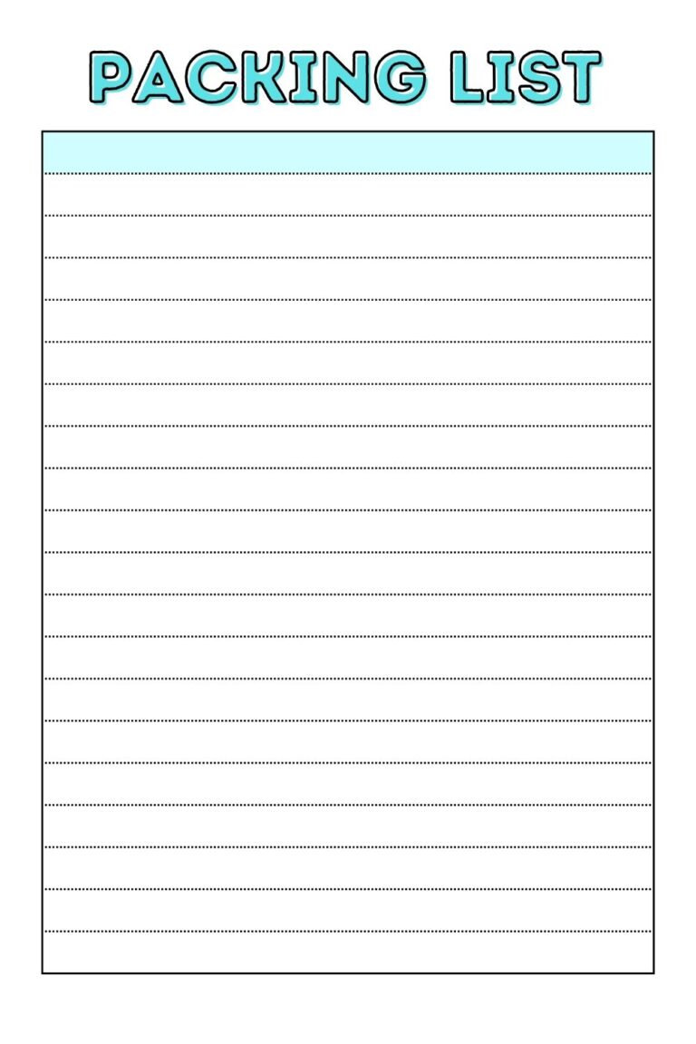 Free Printable Blank Packing List Templates [PDF Included] - Printables Hub