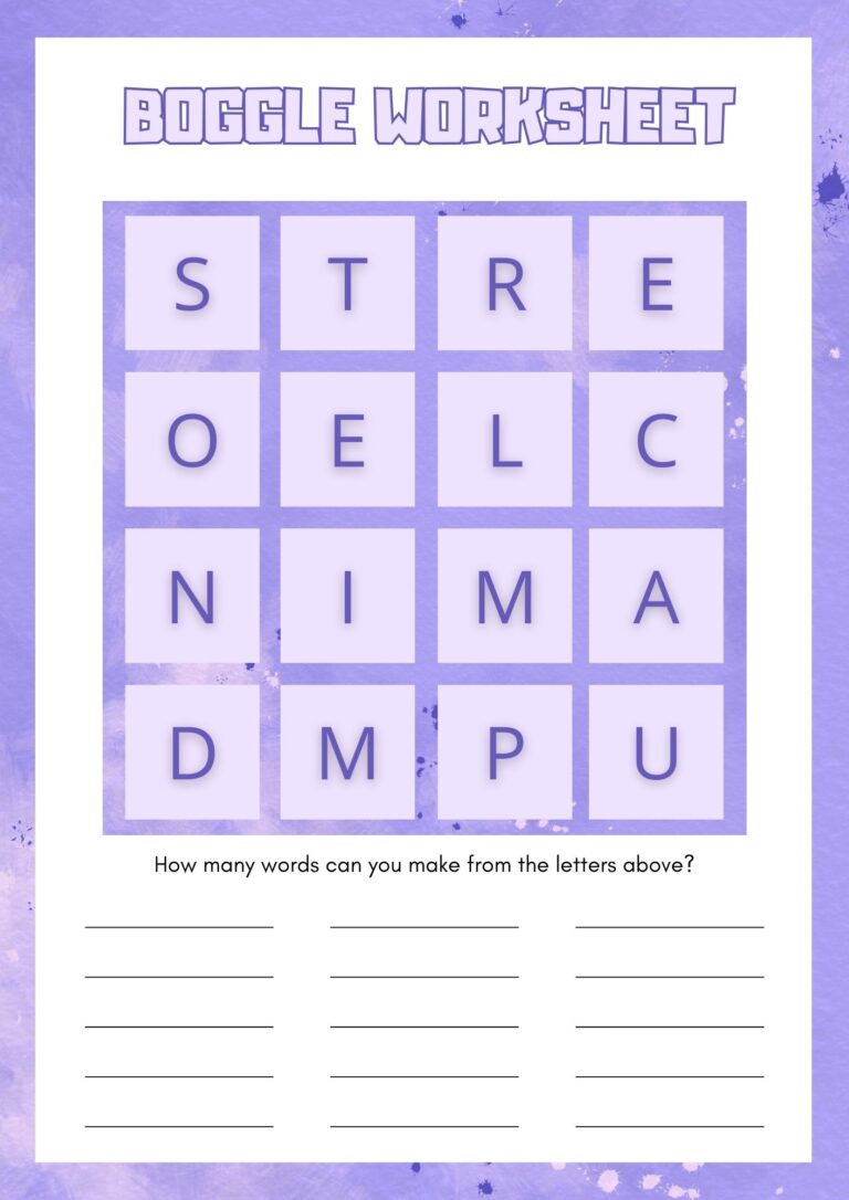 Free Printable Boggle Worksheets [PDF] - Printables Hub