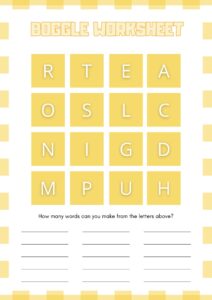 Free Printable Boggle Worksheets [PDF] - Printables Hub